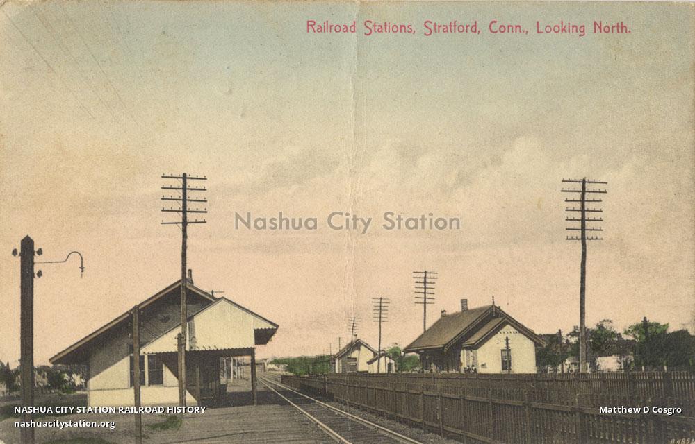 Postcard: Railroad Station, Stratford, Connecticut, looking North ...