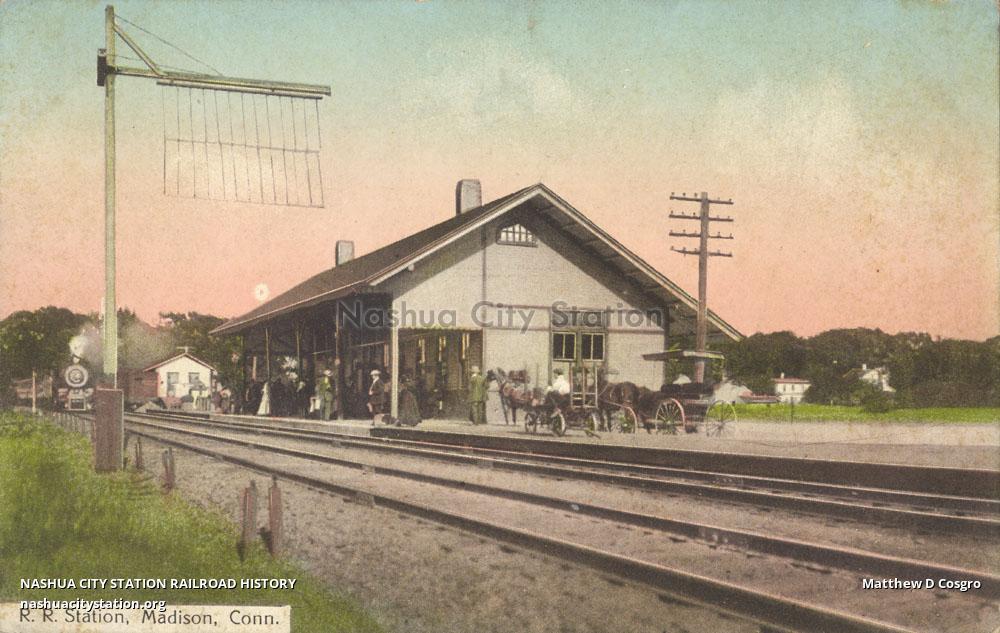 Postcard: Railroad Station, Madison, Connecticut | Railroad History