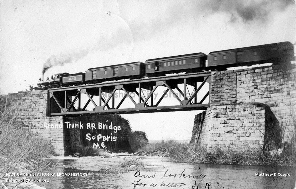 Postcard: Grand Trunk Railway Bridge, South Paris, Maine | Railroad History