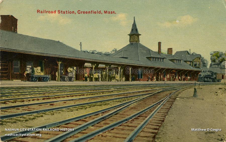 Postcard: Railroad Station, Greenfield, Massachusetts | Railroad History