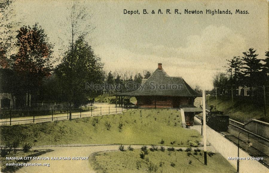 Postcard: Depot, Boston & Albany Railroad, Newton Highlands ...