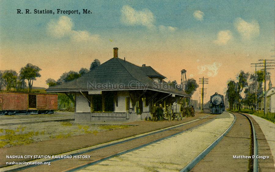 Postcard: Railroad Station, Freeport, Maine | Railroad History