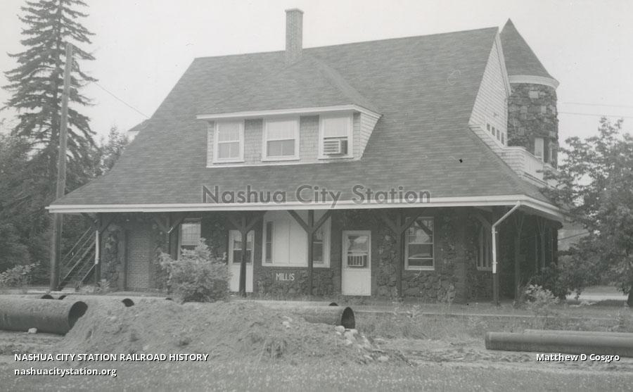 Postcard: Railroad Station, Millis, Massachusetts | Railroad History