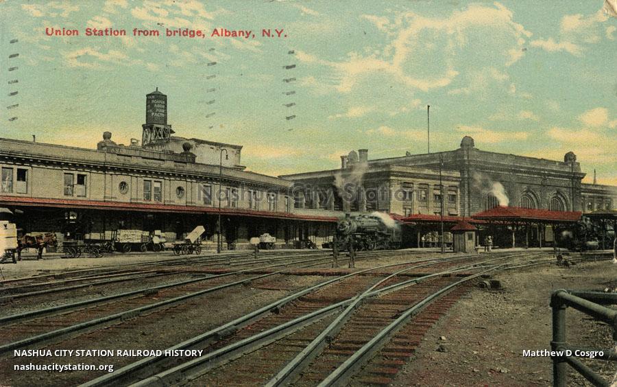 Postcard: Union Station from Bridge, Albany, New York | Railroad History