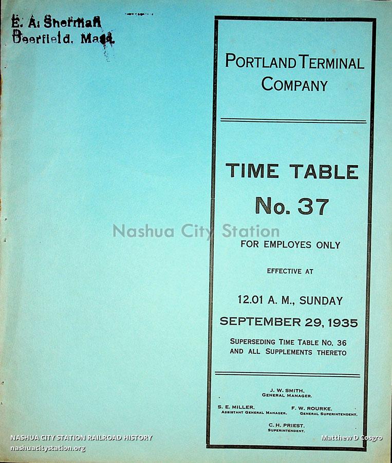Employee Timetable: Portland Terminal Company - Time Table No. 37 ...