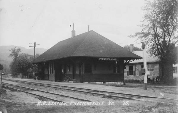Postcard: Railroad Station, Proctorsville, Vermont | Railroad History