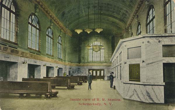 Postcard: Inside view of Railroad Station, Schenectady, New York ...