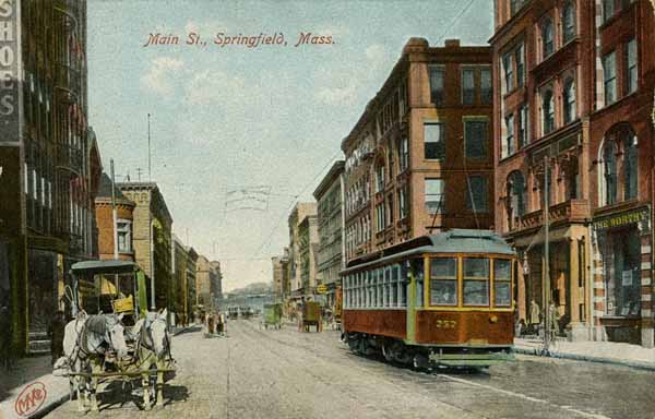 Postcard: Main Street, Springfield, Massachusetts | Railroad History