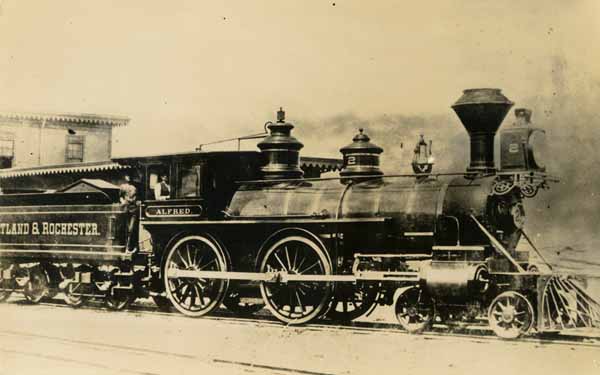Postcard: Portland and Rochester Railroad No. 2, Alfred | Railroad History