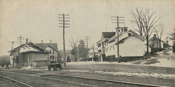 Postcard: View of Center, Andover, Connecticut | Railroad History